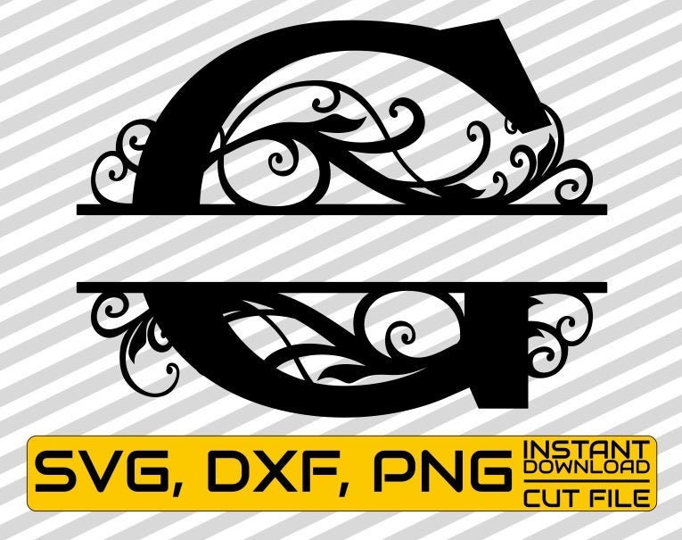 Floral Svg Split Monogram Files Letter G calligraphy Font | Etsy