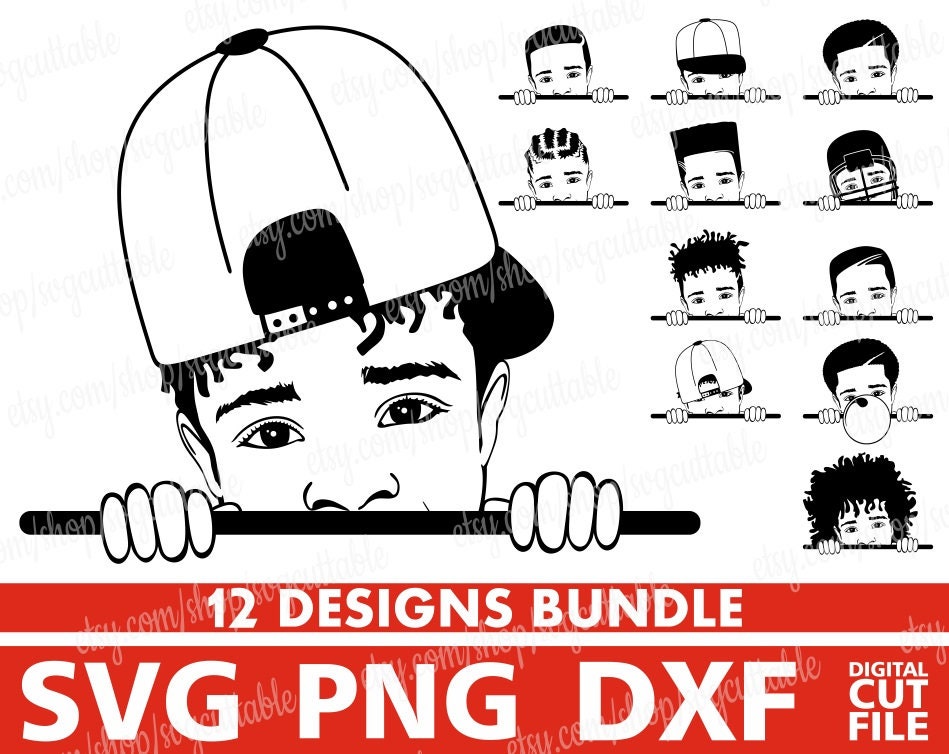 12x Peeking Boy Bundle Svg, Black Boy Svg, Black Kids Svg, Peek a Boo ...
