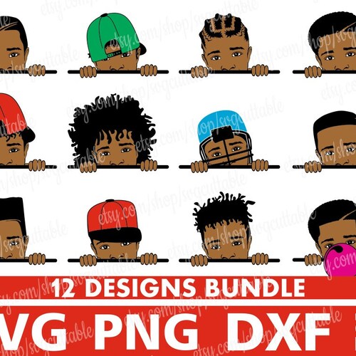 12x Peeking Boy Bundle Svg Black Boy Svg Black Kids Svg - Etsy