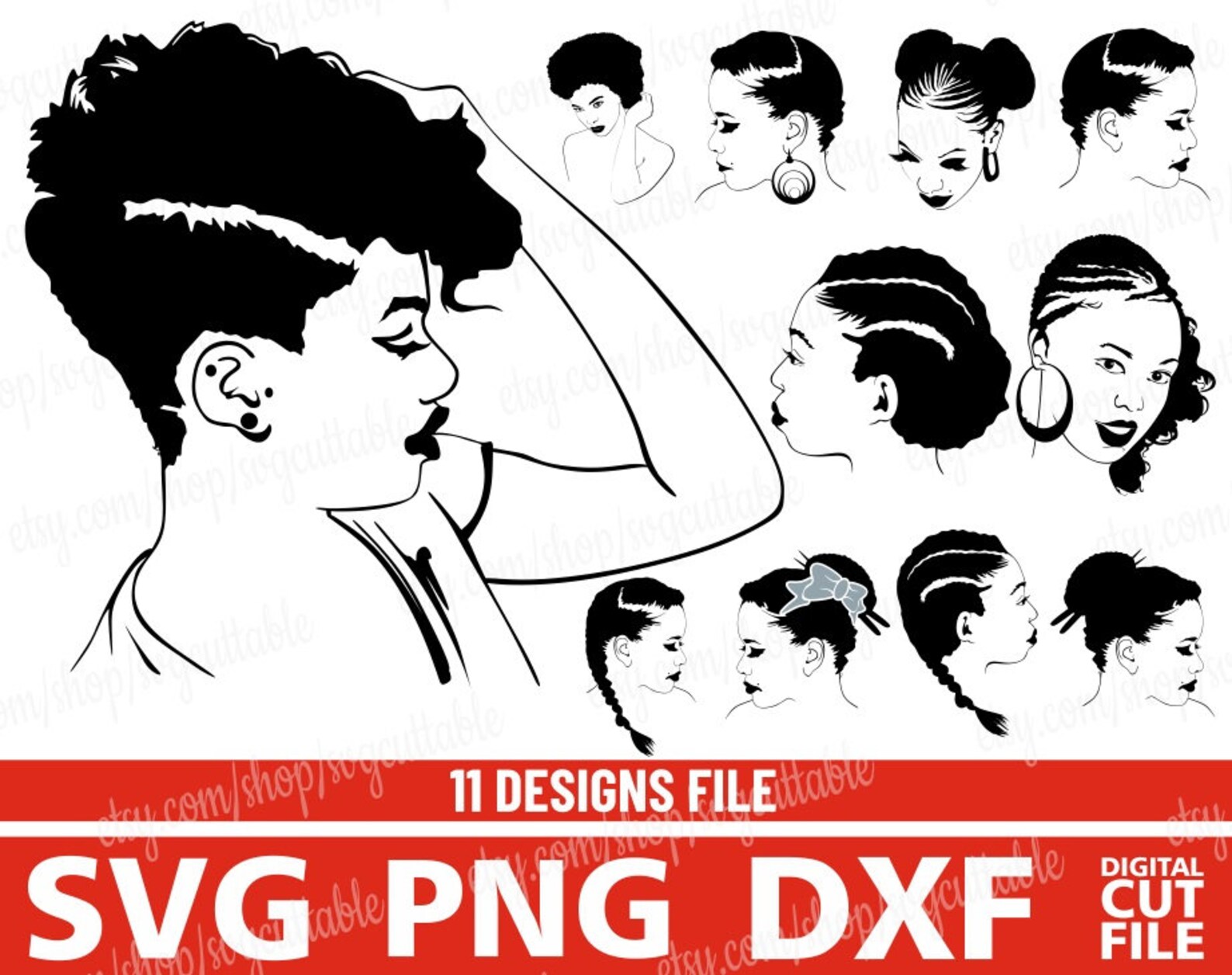 11 Black Girl Afro Svg Bundle Afro Lady Svg File Natural | Etsy