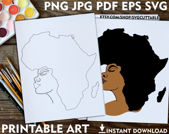Afro Woman Printable Adult Coloring Page Africa African - Etsy
