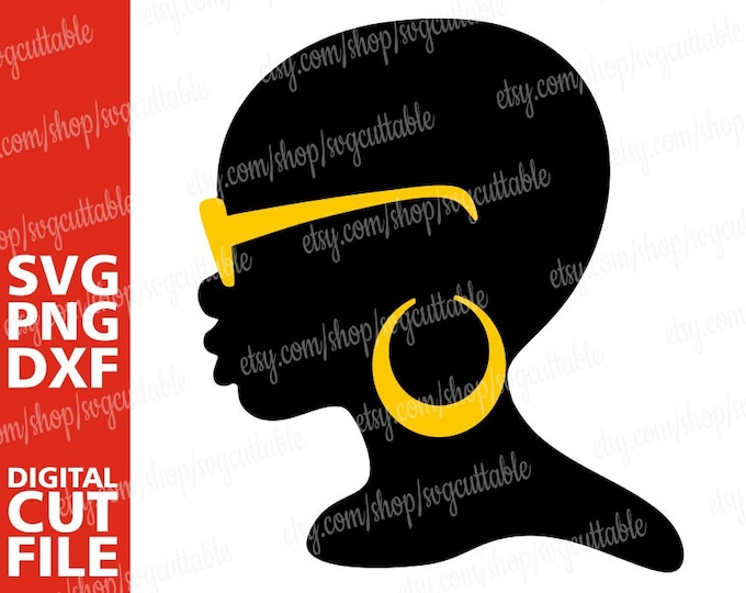 Bald Woman With Glasses Svg, Black Girl Svg, Afro Girl , Earrings Svg ...