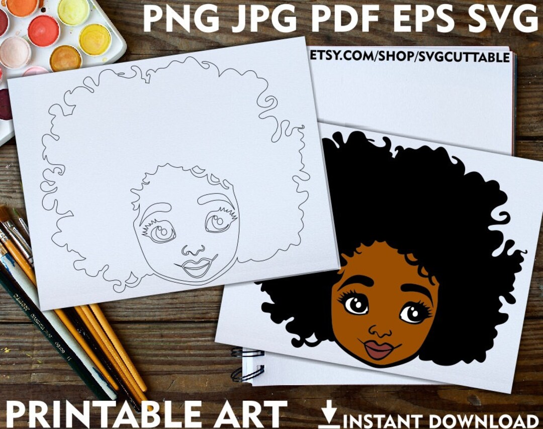 Black Girl Coloring Pages, Afro Hair Svg, Little Black Girls Png ...