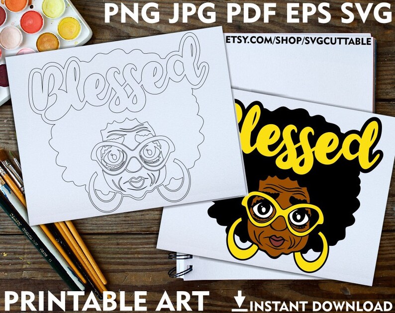 Blessed Png Black Woman Coloring Pages Melanin Svg Grandma - Etsy