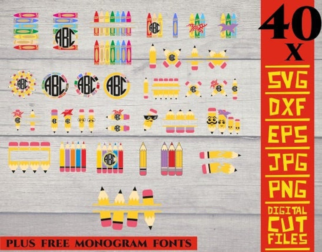 40x Crayon Bundle Svg, Teacher SVG, Back to School Svg, Pencil Svg ...