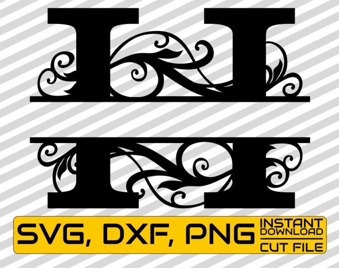 Floral Svg, Split Monogram Files, Letter H ,calligraphy, Font, Cuttable ...
