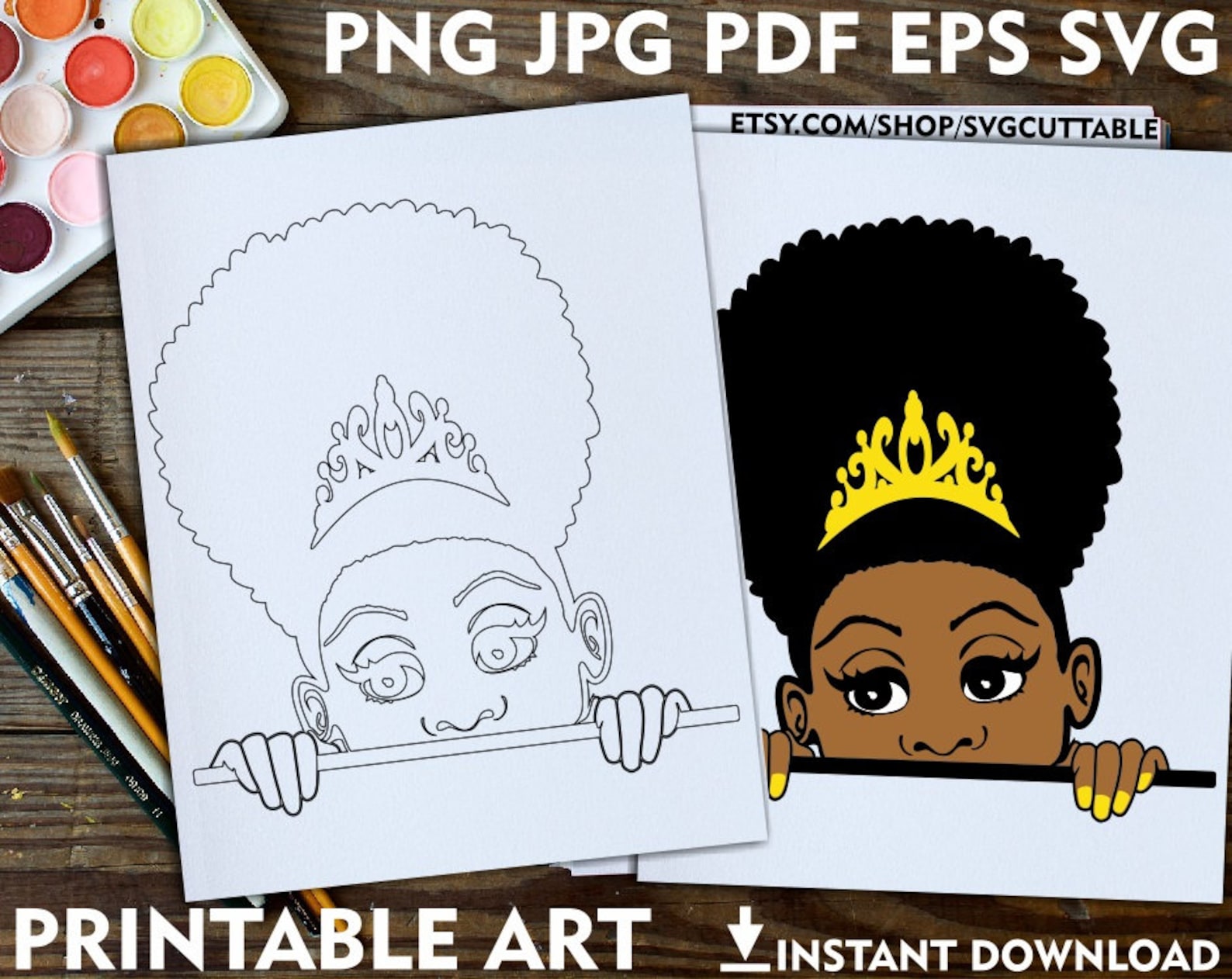 Melanin Printable Adult Coloring Page Peekaboo Png Printable | Etsy India