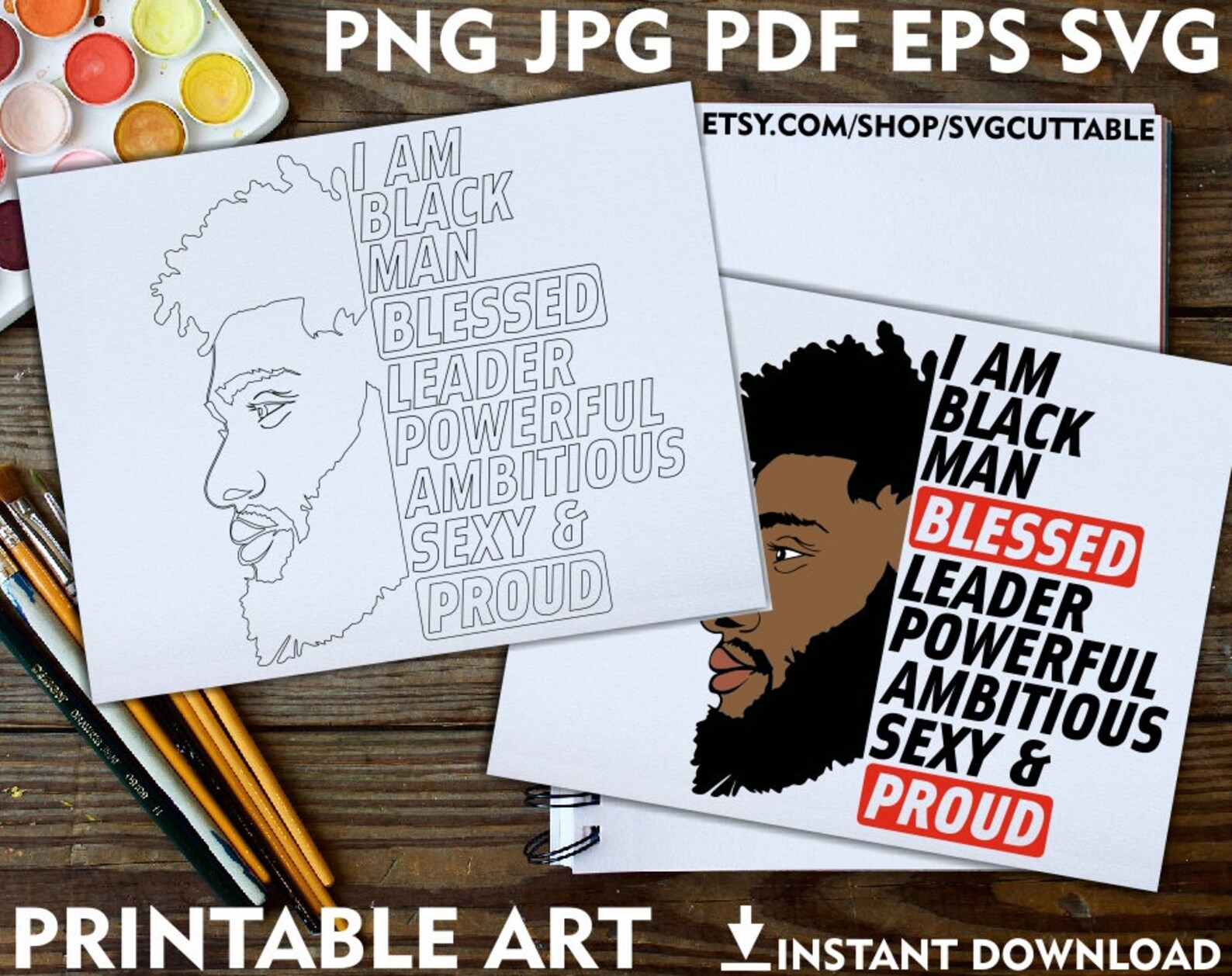 Beard Man Png, Blessed Svg, Black King Svg, Afro, Printable Adult ...