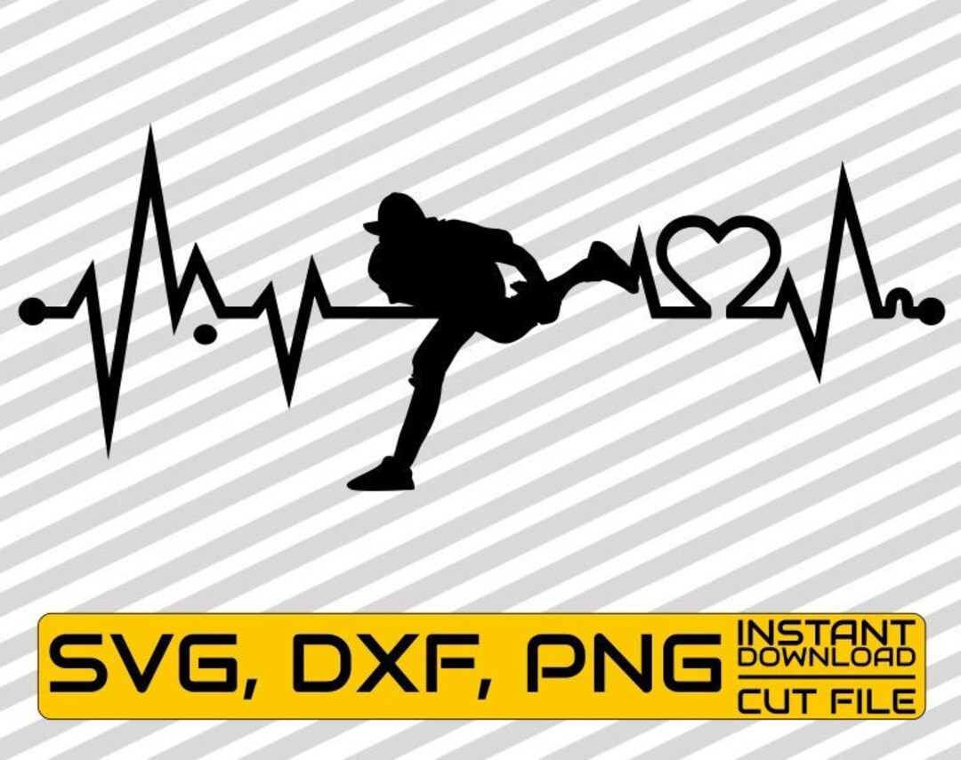 Baseball Player Svg Heart Beat Svg EKG Heartbeatsvg - Etsy Australia