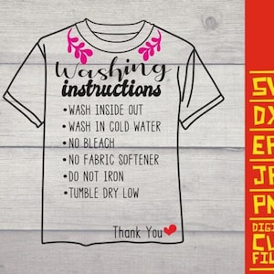 2x T- Shirt Washing Instructions Svg, Care Instruction Cards Svg ...