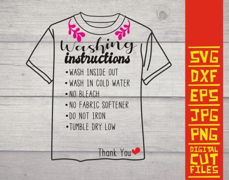 2x T Shirt Washing Instructions Svg Care Instruction Cards - Etsy Finland