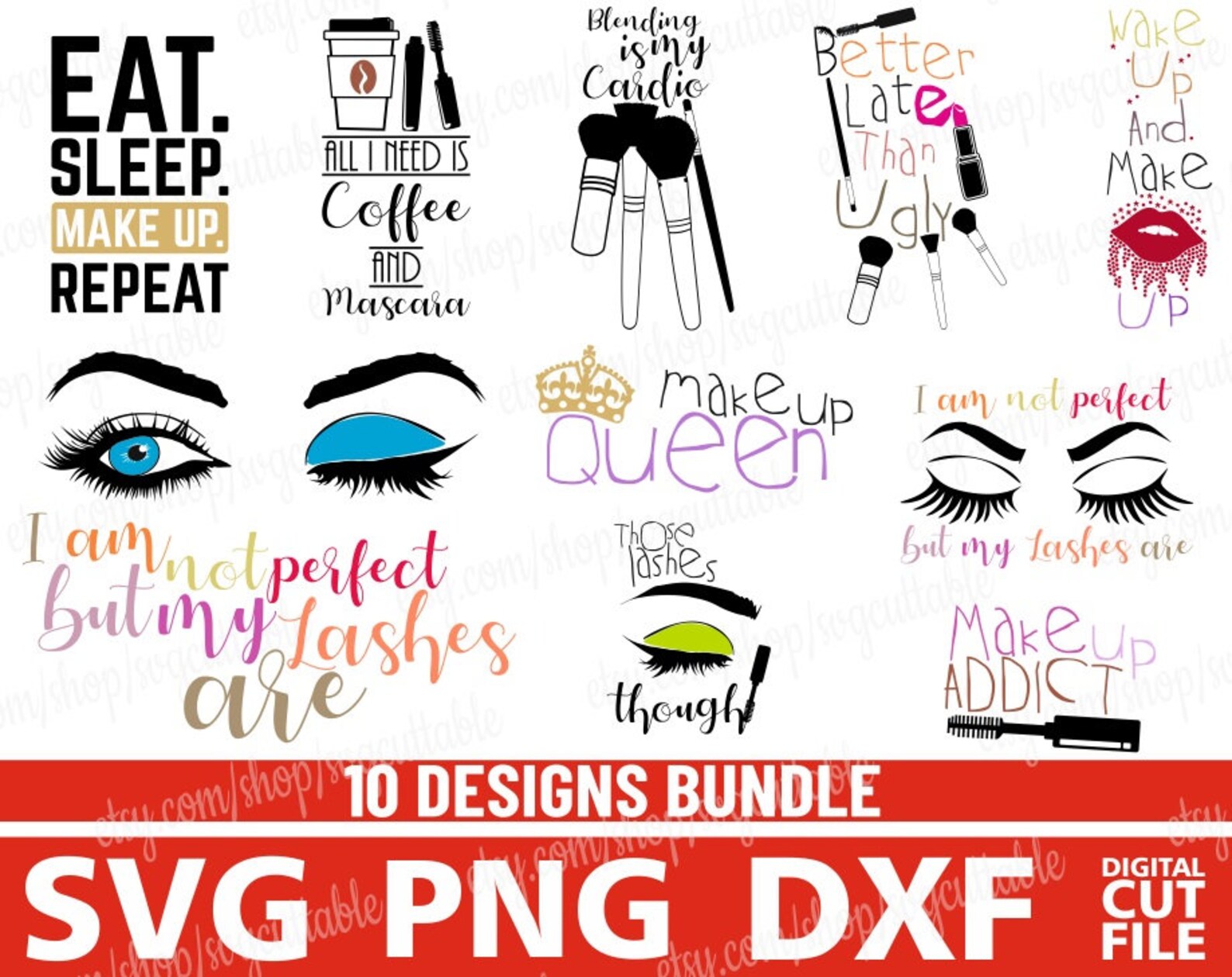 10x Make up Bundle Svg Mascara Svg Make up Addict Svg | Etsy