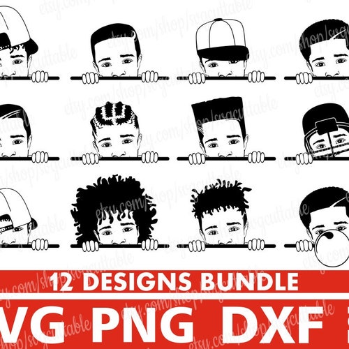 12x Peeking Boy Bundle Svg Black Boy Svg Black Kids Svg - Etsy
