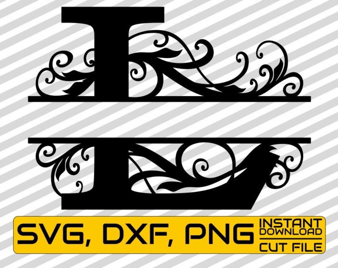 Floral Svg Split Monogram Files Letter L calligraphy Font - Etsy