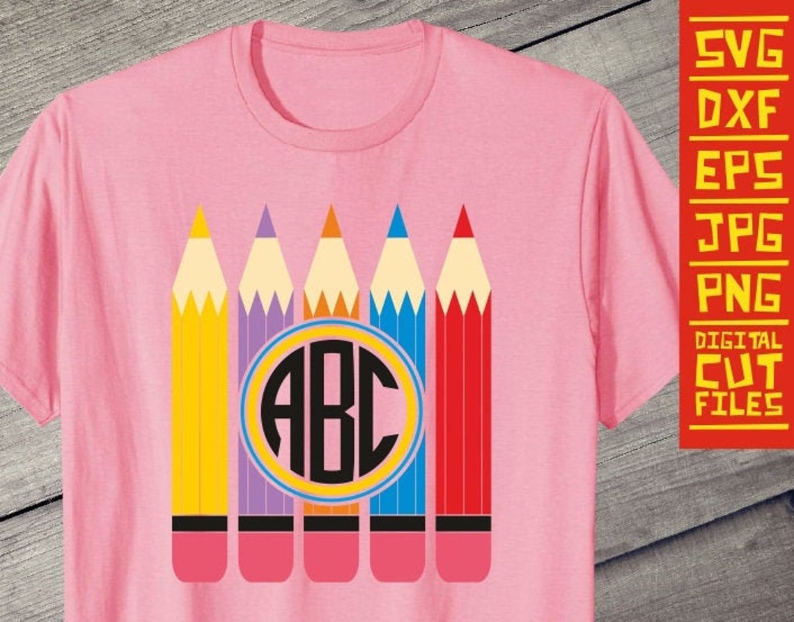 2x Crayon Monogram Svg Teacher Svg Back To School Svg Etsy