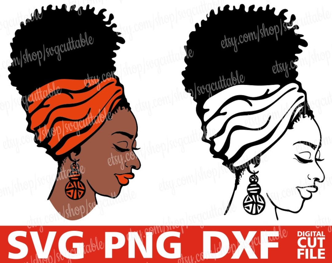 2x Woman in Head Wrap Bundle Svg, Melanin Svg, Black Woman Svg, Black ...