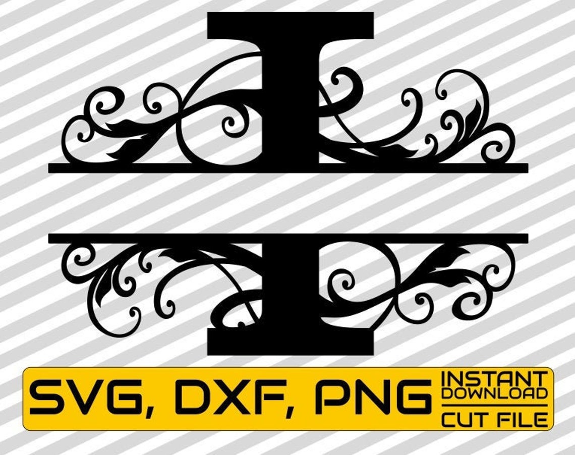 Floral Svg Split Monogram Files Letter I calligraphy Font - Etsy