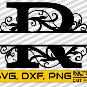 Floral Svg, Split Monogram Files, Letter R ,calligraphy, Font, Cuttable ...