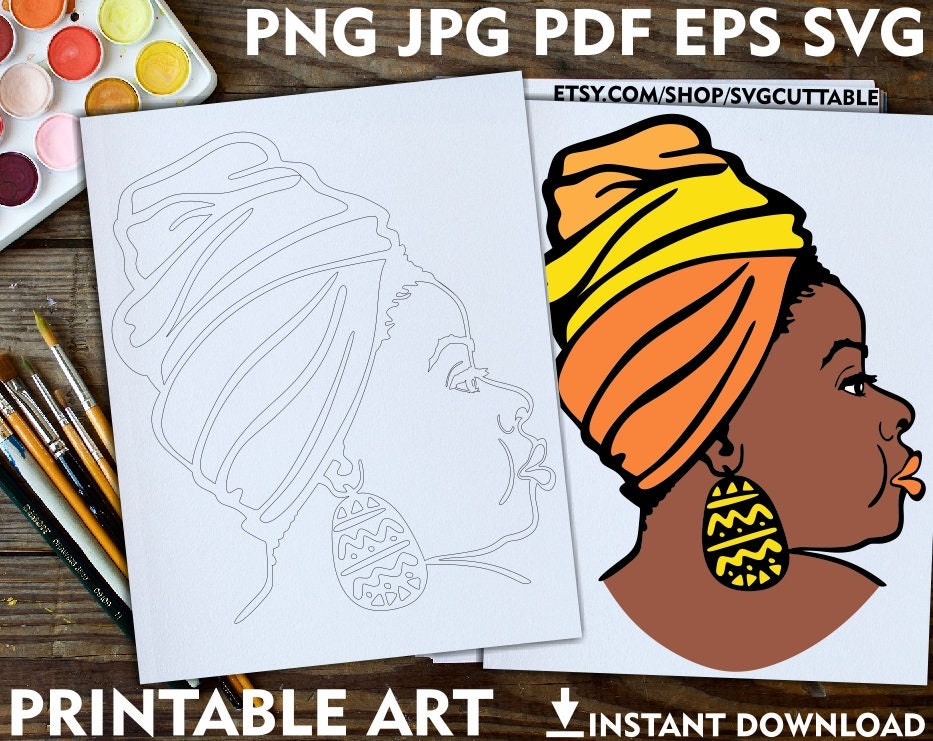 Afro Woman Printable Adult Coloring Page Afican American Svg - Etsy