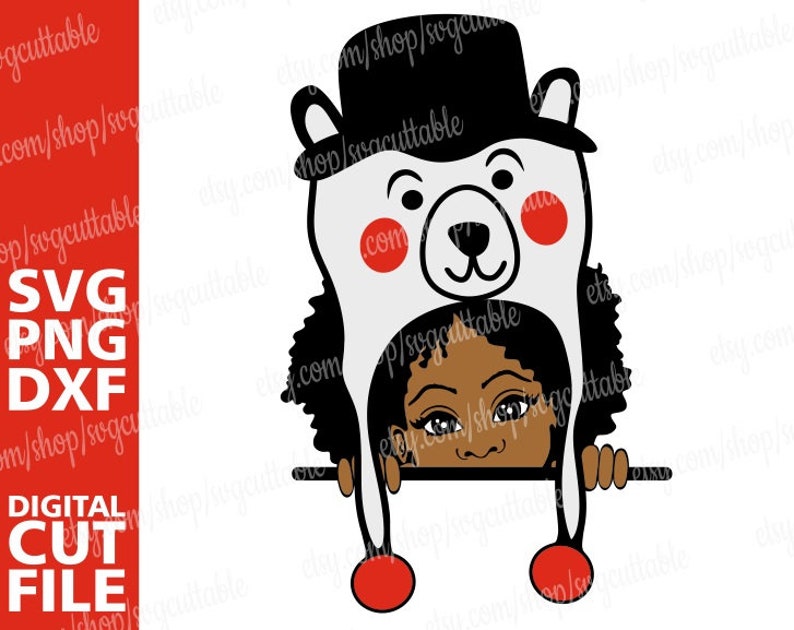 Peeking Black Girl With Bear Hat Svg Peek a Boo Svg black - Etsy