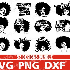 53 Black Girl Bundle Afro Svg, Afro Lady, Svg File, Africa Natural Hair ...