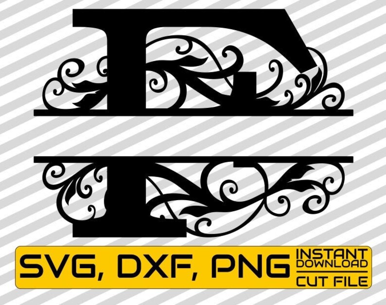 Floral Svg Split Monogram Files Letter F calligraphy Font - Etsy