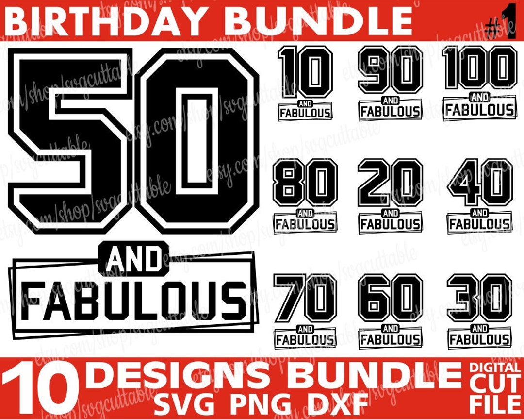 10x Birthday Svg Bundle 10-100 Birthday Svg Limited Edition - Etsy