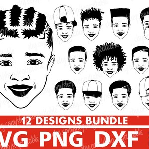 12x Afro Boy Bundle Svg, Black Boy, Black Kids Svg, Black Man, African ...