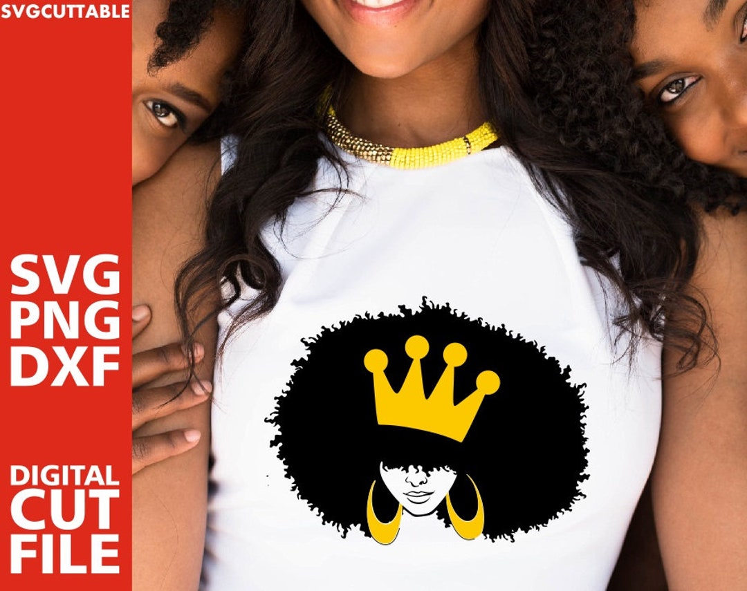 Black Girl Afro With a Crown Svg Afro Lady Svg File Africa - Etsy