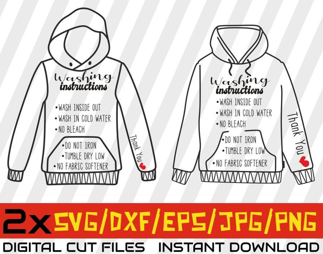 2x Washing Instructions Svg, Care Instruction Cards Svg, Hoddie Svg ...
