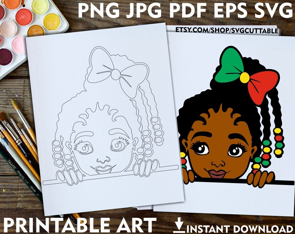 Peekaboo Black Girl Coloring Pages Melanin Color Book - Etsy