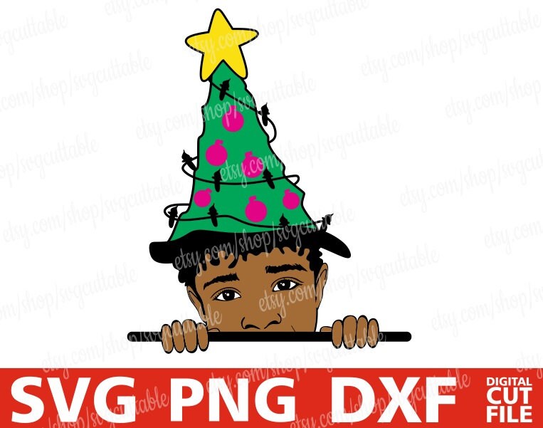 Peeking Boy Svg, Christmas Tree, Hat, Peek a Boo Svg ,black Kids Svg ...
