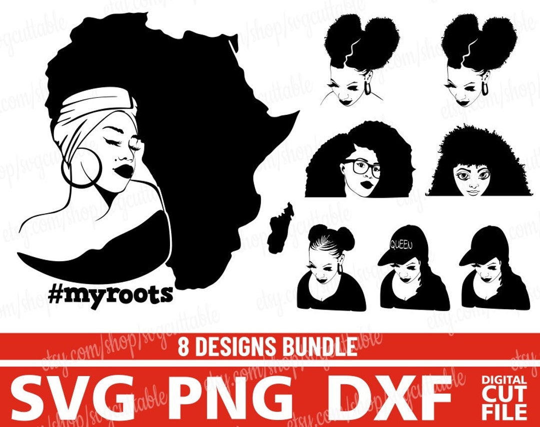 8 Black Girl Afro Svg, Afro Lady, File, Africa Natural Hair File, Black ...