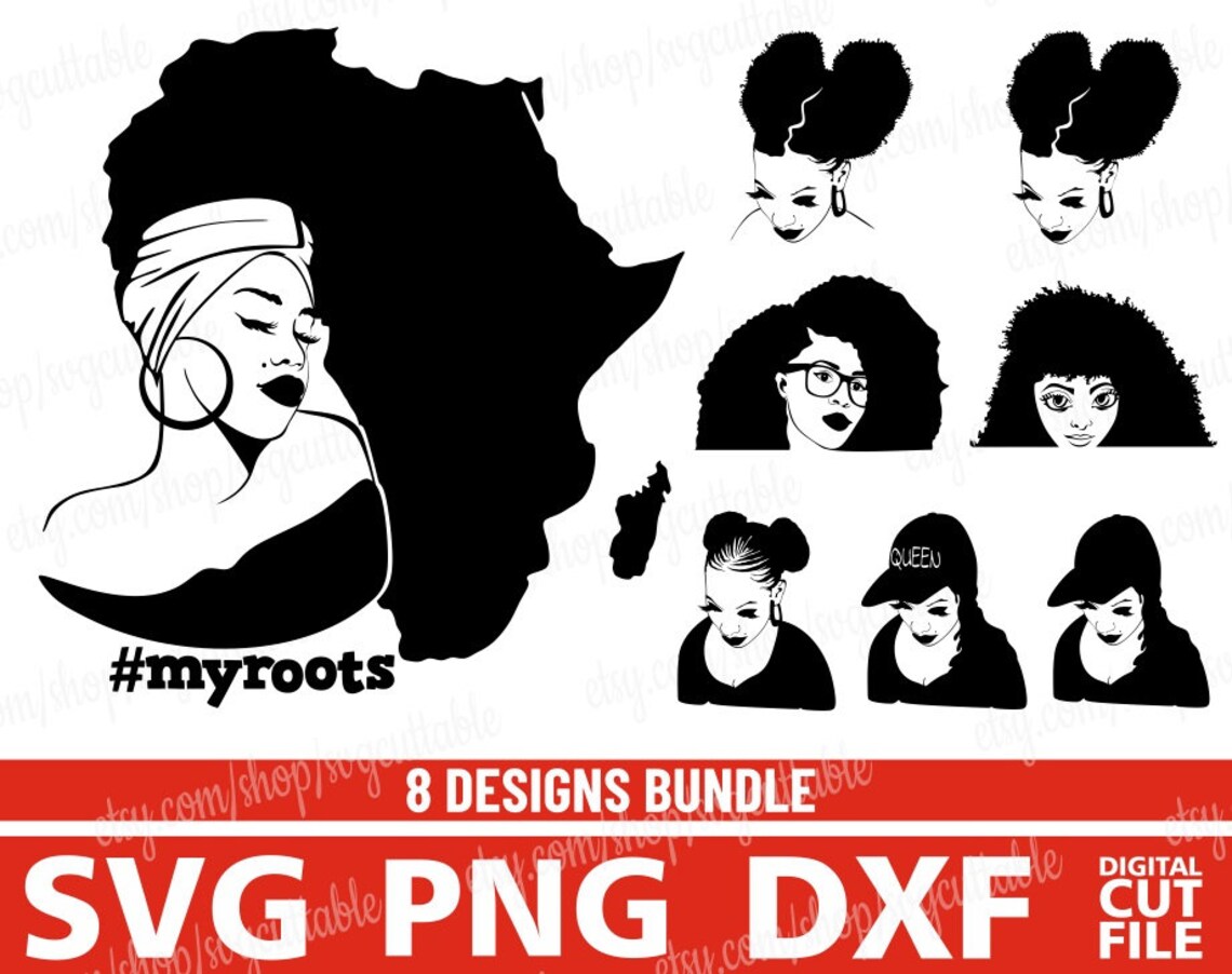 8 Black Girl Afro Svg, Afro Lady, File, Africa Natural Hair File, Black ...