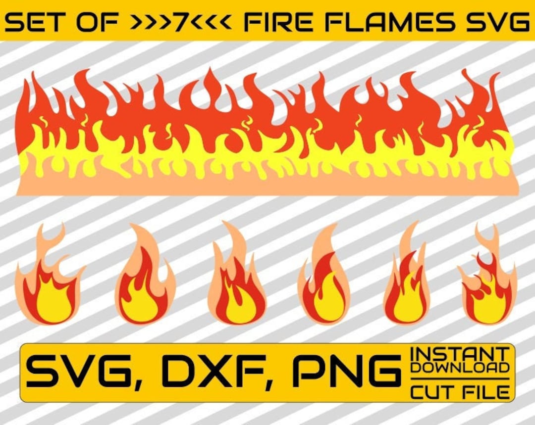7x Fire Bundle Svg, Flames Vector, Flames Cricut Files, Fire Clipart ...