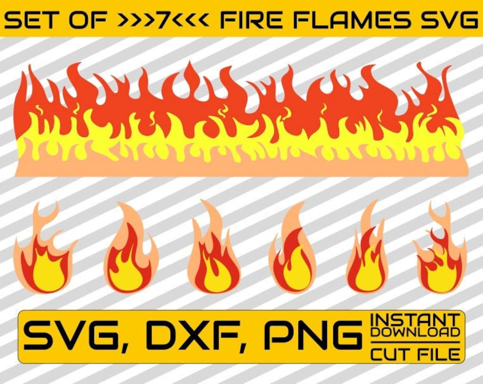 7x Fire Bundle Svg, Flames Vector, Flames Cricut Files, Fire Clipart ...