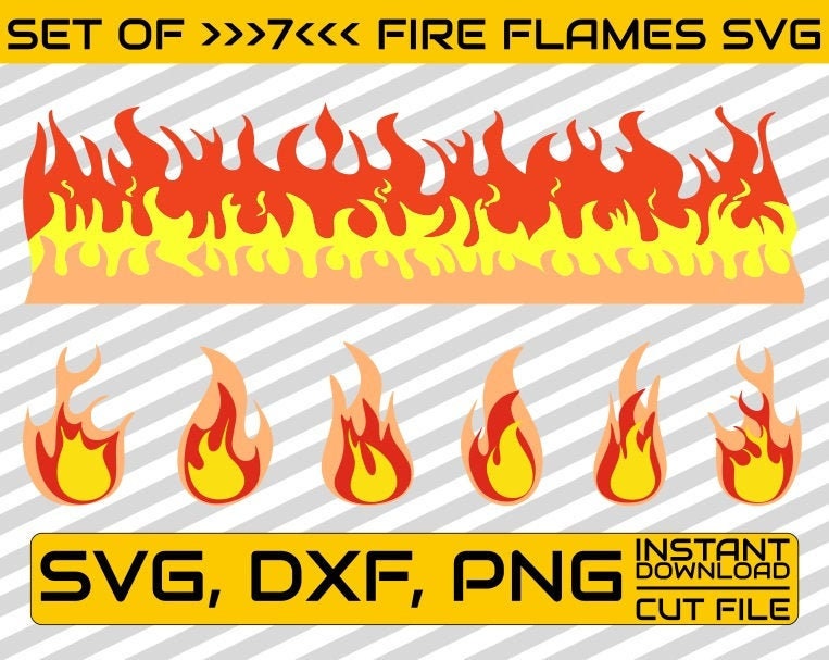 7x Fire Bundle Svg, Flames Vector, Flames Cricut Files, Fire Clipart ...