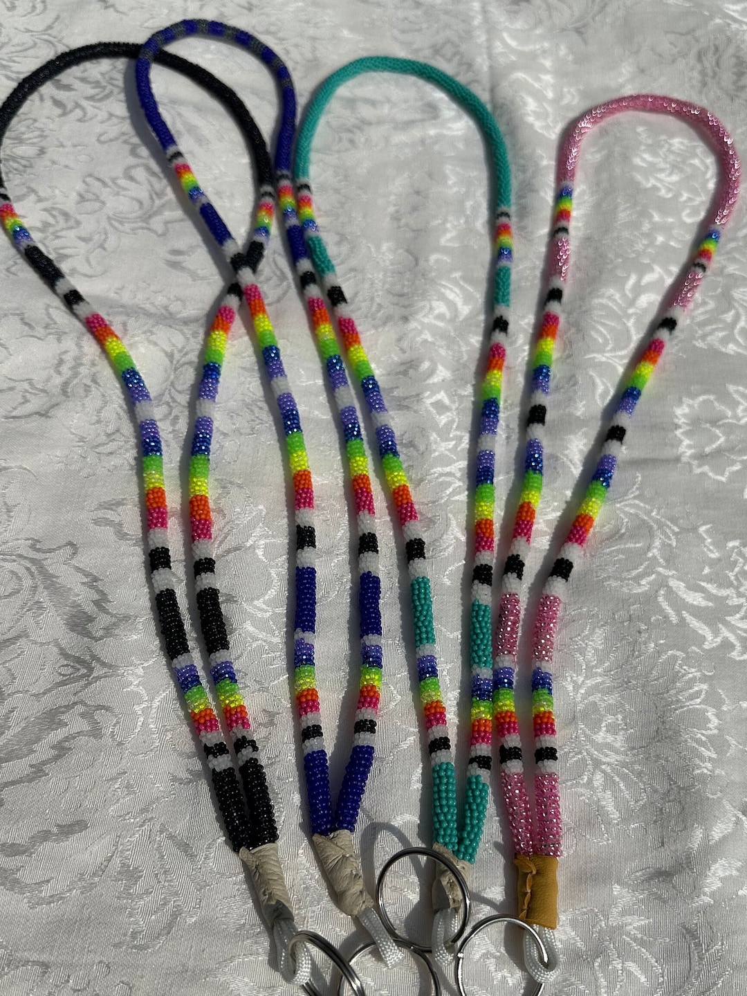 Neon Series Fully Beaded Rope Lanyard Badge Holders - Etsy