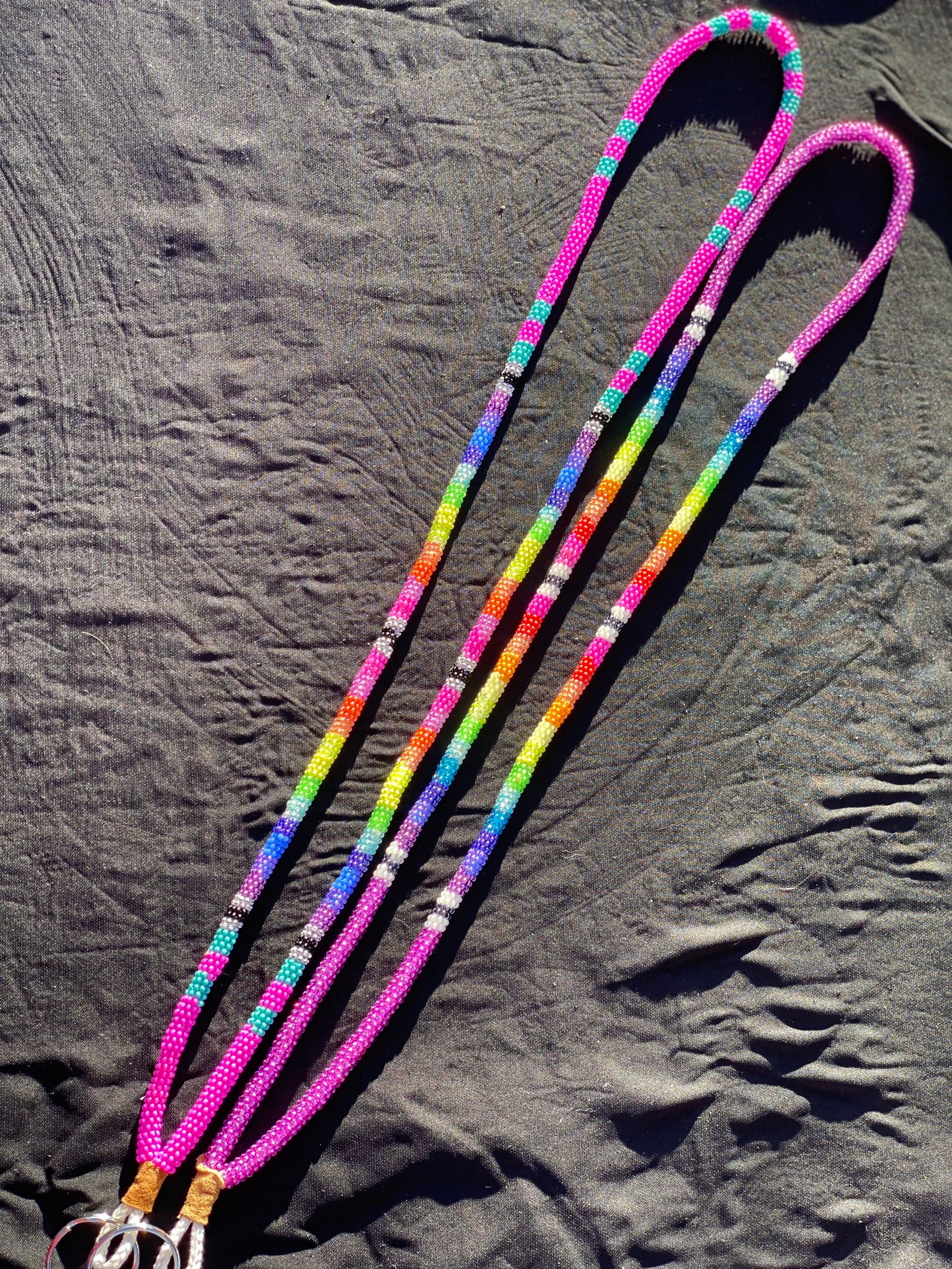 Neon Series Fully Beaded Rope Lanyard Badge Holders - Etsy