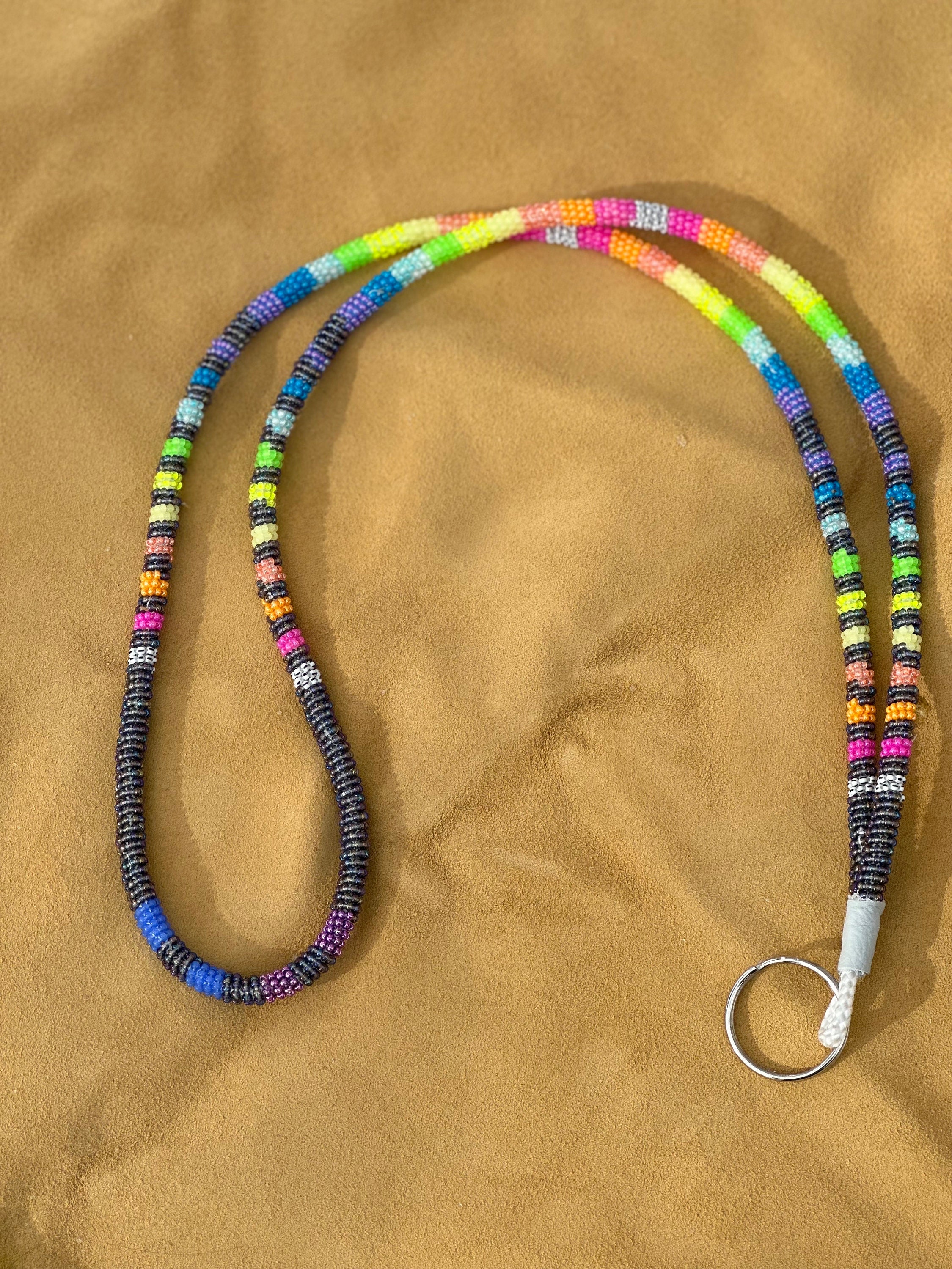Neon Series Fully Beaded Rope Lanyard Badge Holders - Etsy