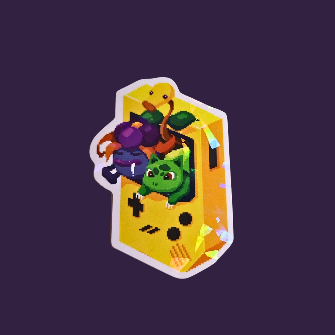 Grass Type Pokemon Gameboy Holographic 2.5 Inch Pixel Art Sticker - Etsy