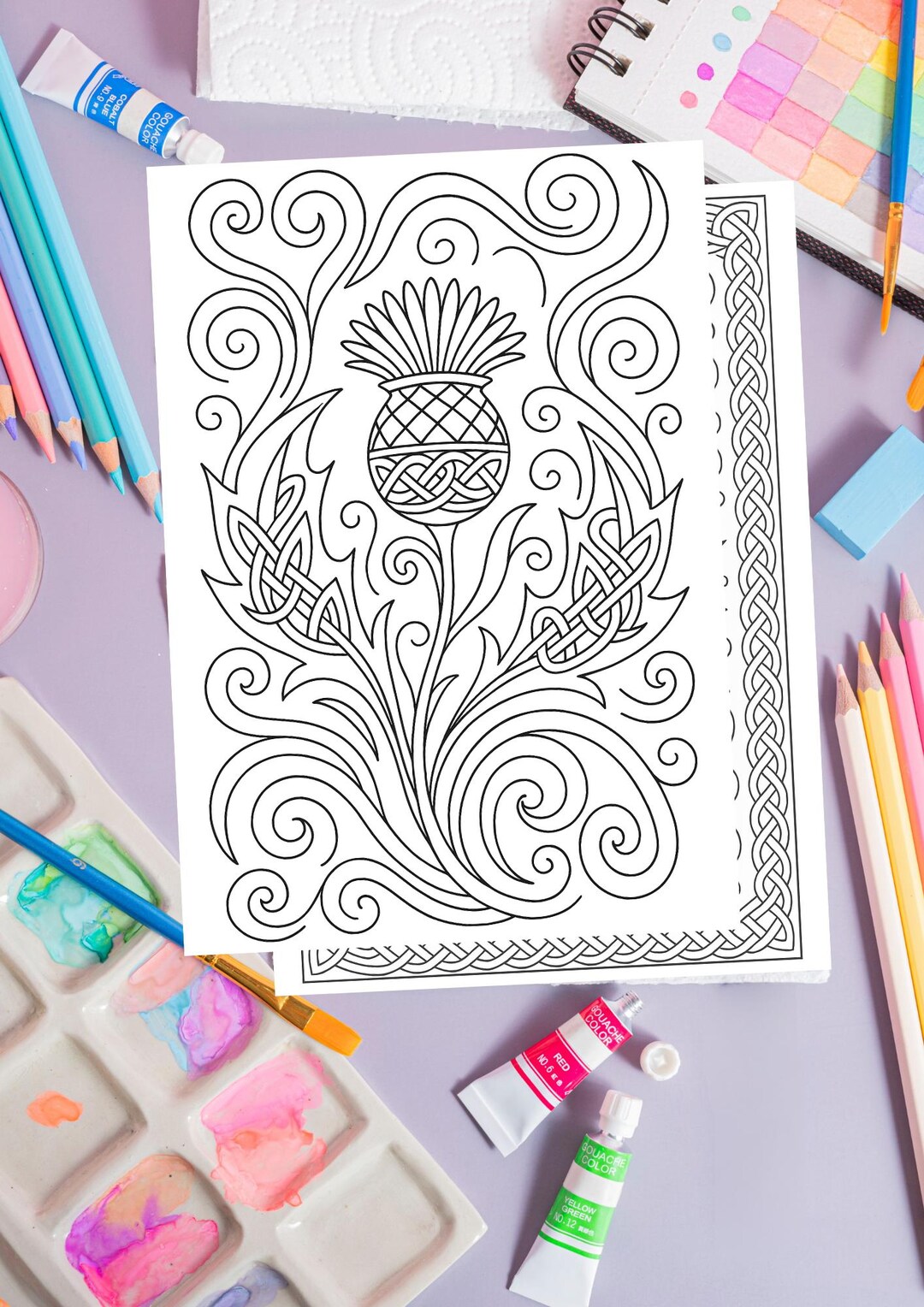 5 Celtic Thistle Coloring Pages – 5 A4 Printable Pages | Intricate ...