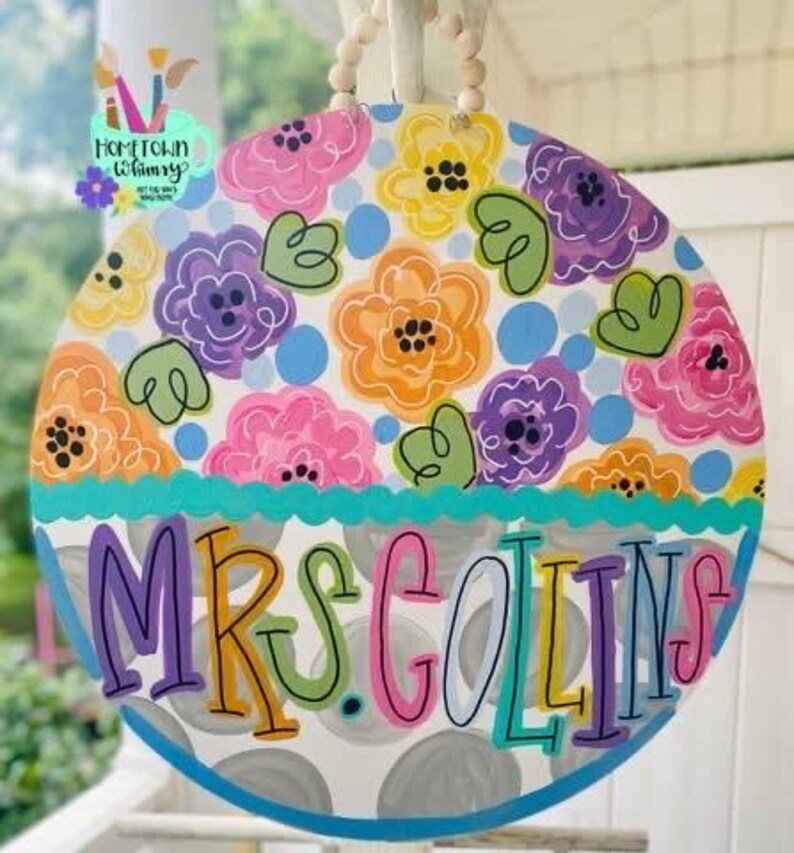Pastel Floral Dot Door Hanger - Etsy