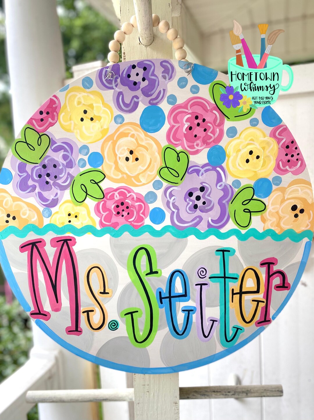 Pastel Floral Dot Door Hanger - Etsy