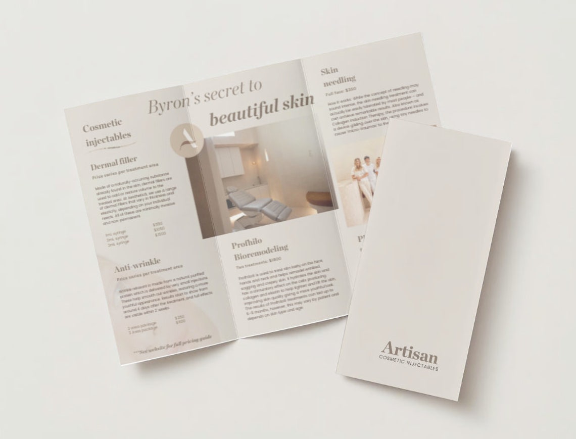Aesthetic Clinic Trifold Brochure Template, Minimalist Pricelist ...