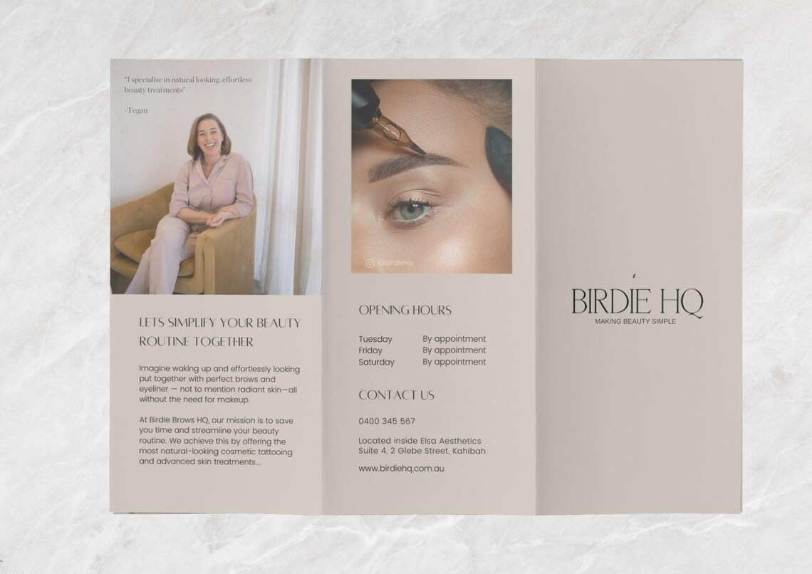 Esthetician Trifold Brochure Pamphlet/pricelist, Editable Template for ...