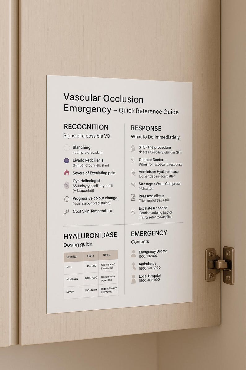 Editable Vascular Occlusion Emergency Guide – Hyalase Dosing (PDF) - Etsy