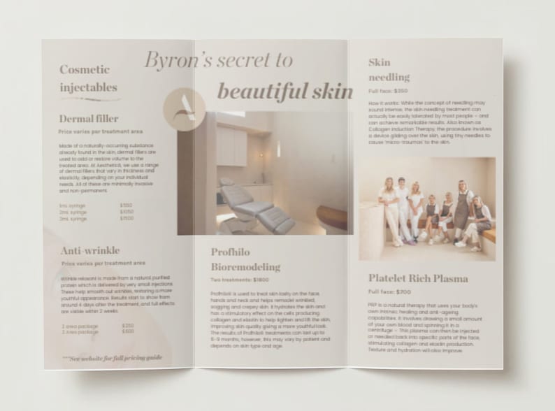 Simplistic, Minimalist Aesthetic Tri-fold Brochure/pricelist, Editable ...