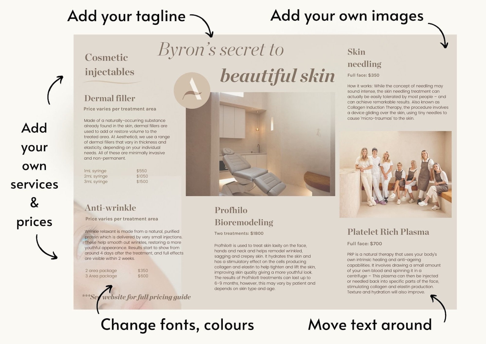 Simplistic, Minimalist Aesthetic Tri-fold Brochure/pricelist, Editable ...