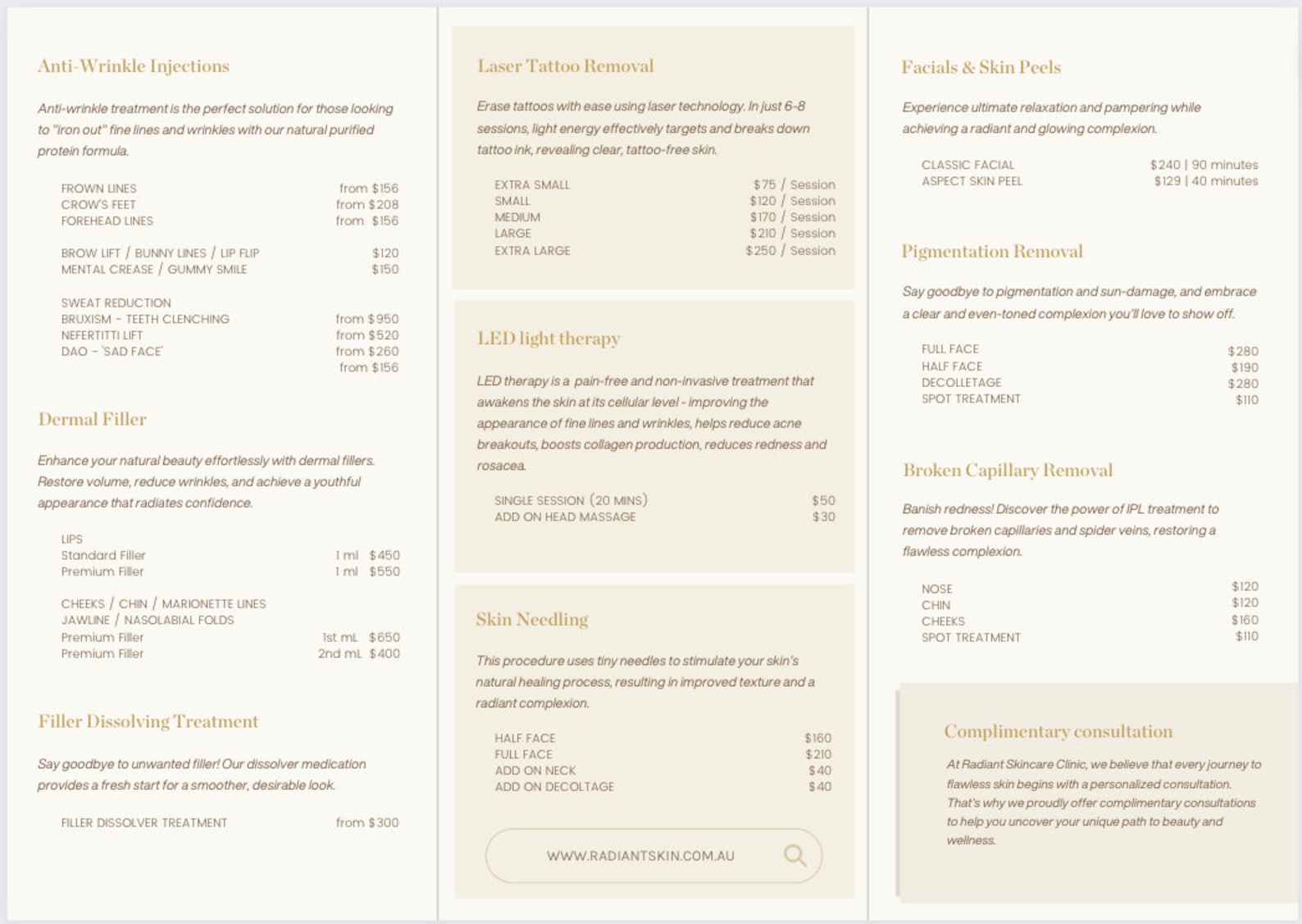 Minimalist Trifold Brochure Pamphlet, Editable Template for Skincare ...